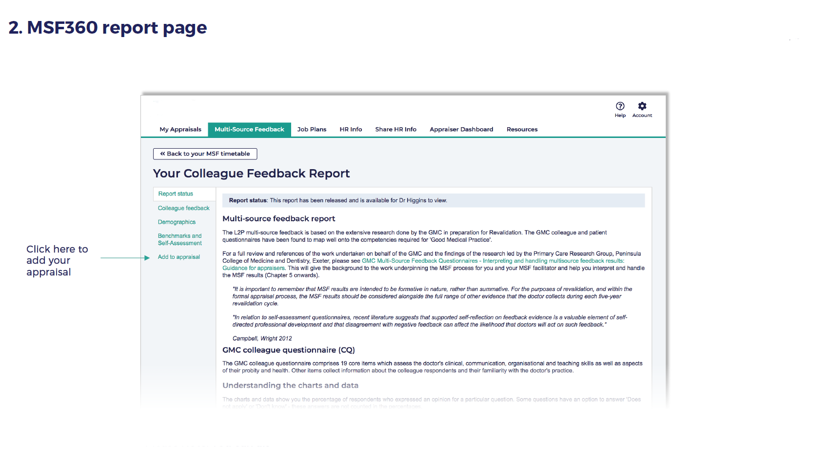 How do I add my MSF360 report to my appraisal?